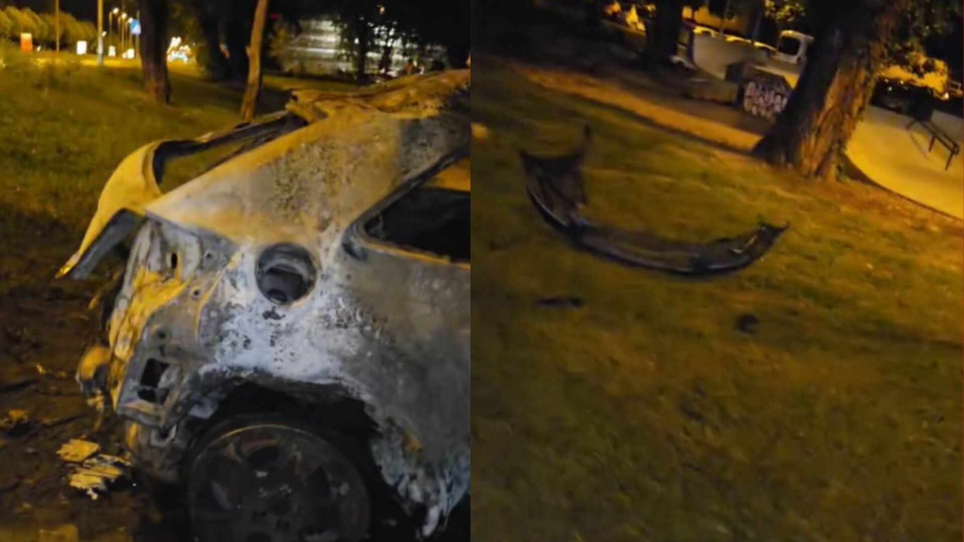 VIDEO Šok na zapadu grada: Mladić sletio s ceste i zabio se u stablo, vozilo progutao plamen