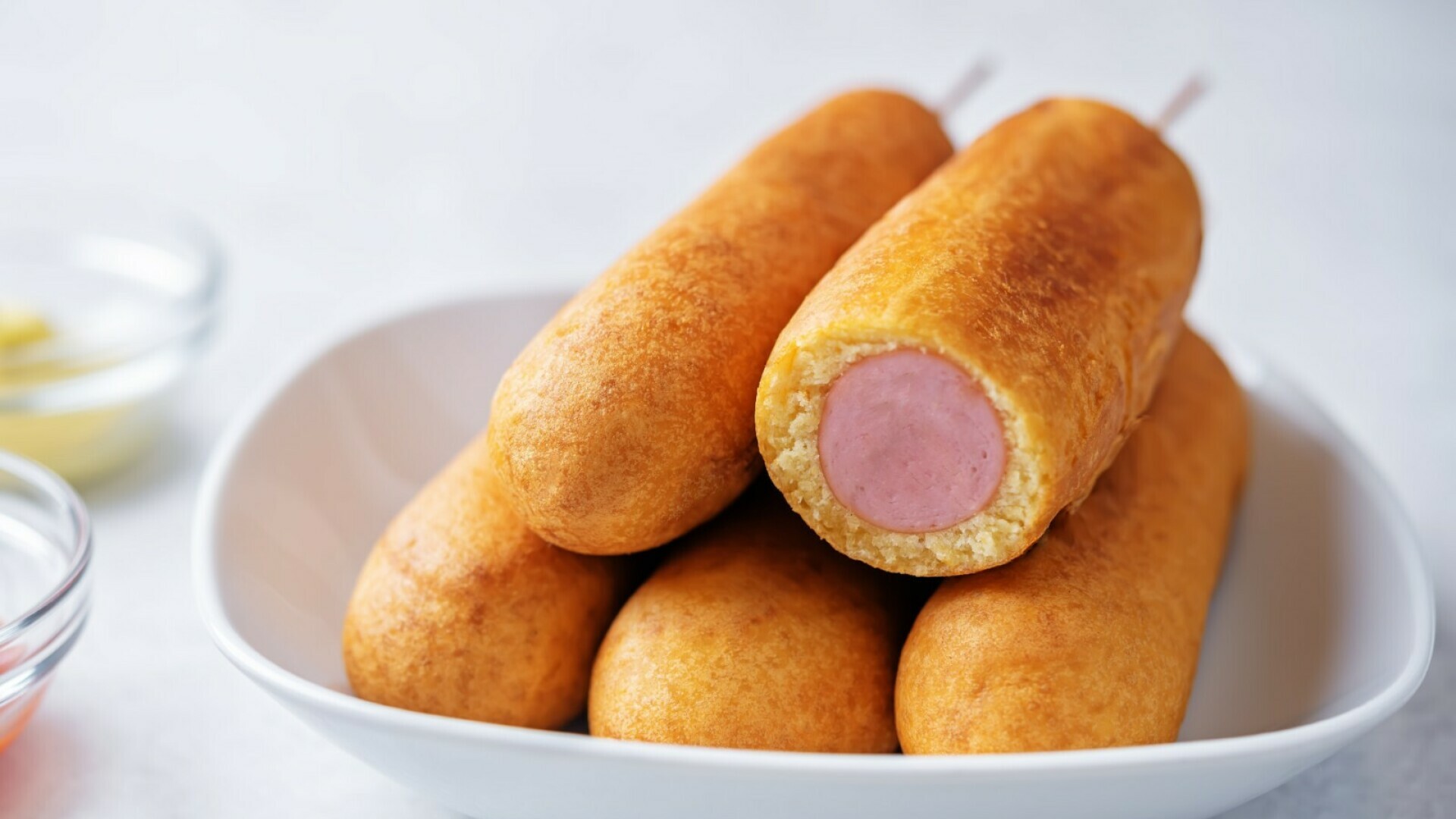 Mini pohane hrenovke corn dog recept
