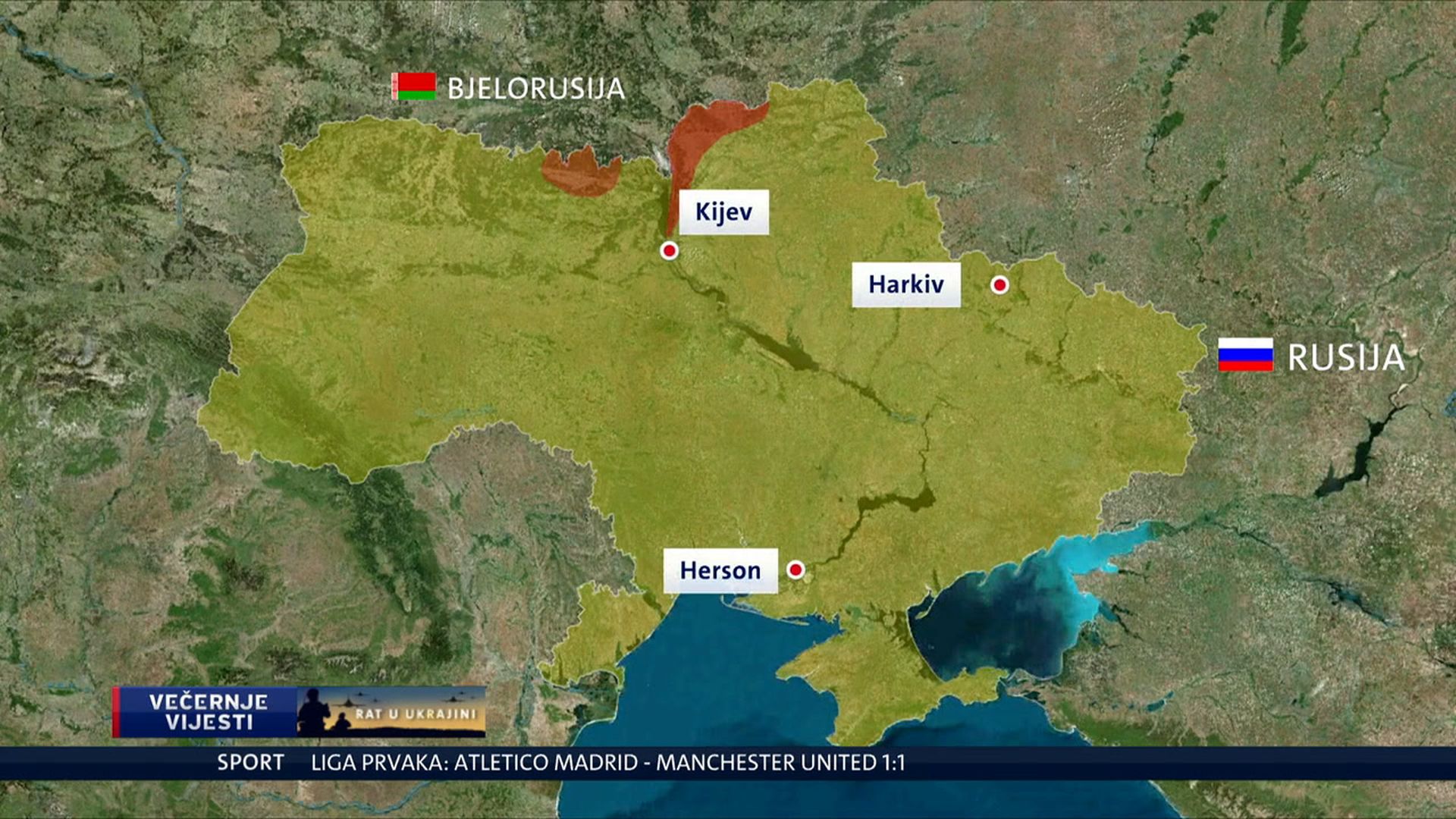 Karta napada Rusije na Ukrajinu