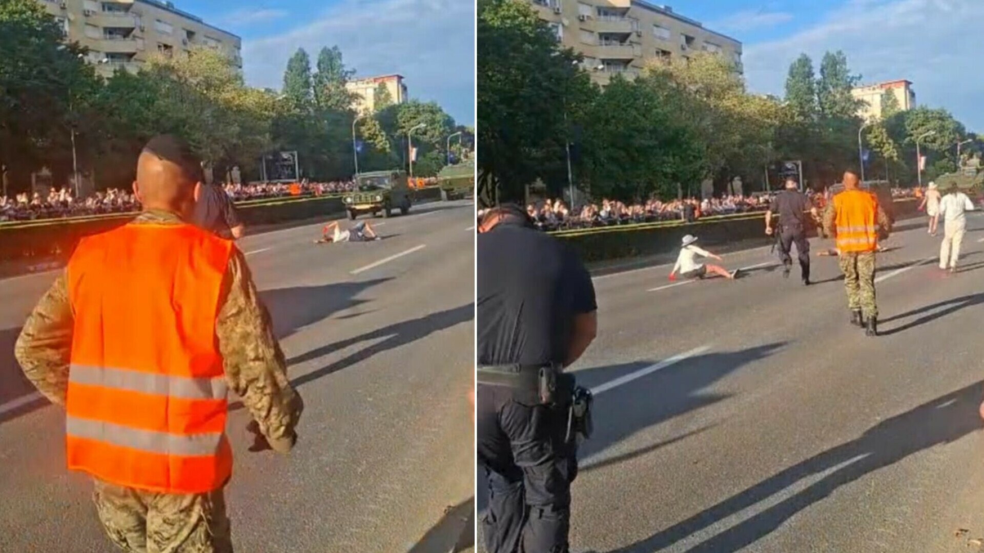 VIDEO Incident na mimohodu! Upali na trasu kojom su prolazila vojna vozila