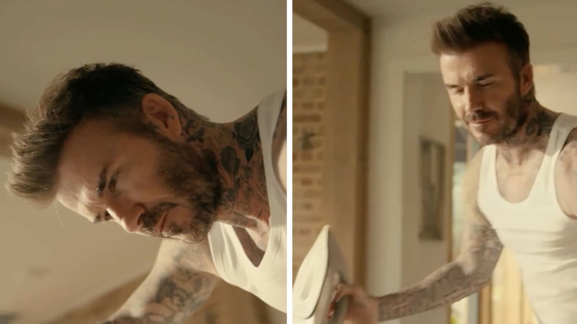 Da bar pegla po kućama! David Beckham neodoljiv je i dok obavlja ...